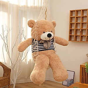 Extra Large Stuffed Animal Storage Net or Hammock, Single Hook Display Large Plush Toy! Ceiling Hanging Stuff Animal Hanger with Swag Hook, Corner Toy Storage Organizer for Kids Bedroom Playroom (Cream)