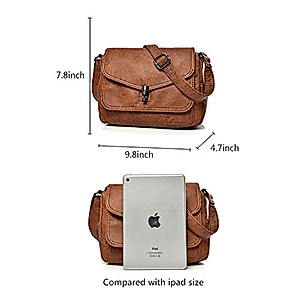 Artwell Fashion Crossbody Bag For Women PU Leather Small Purse Vintage Satchel Saddle Shoulder Bag (Grey)