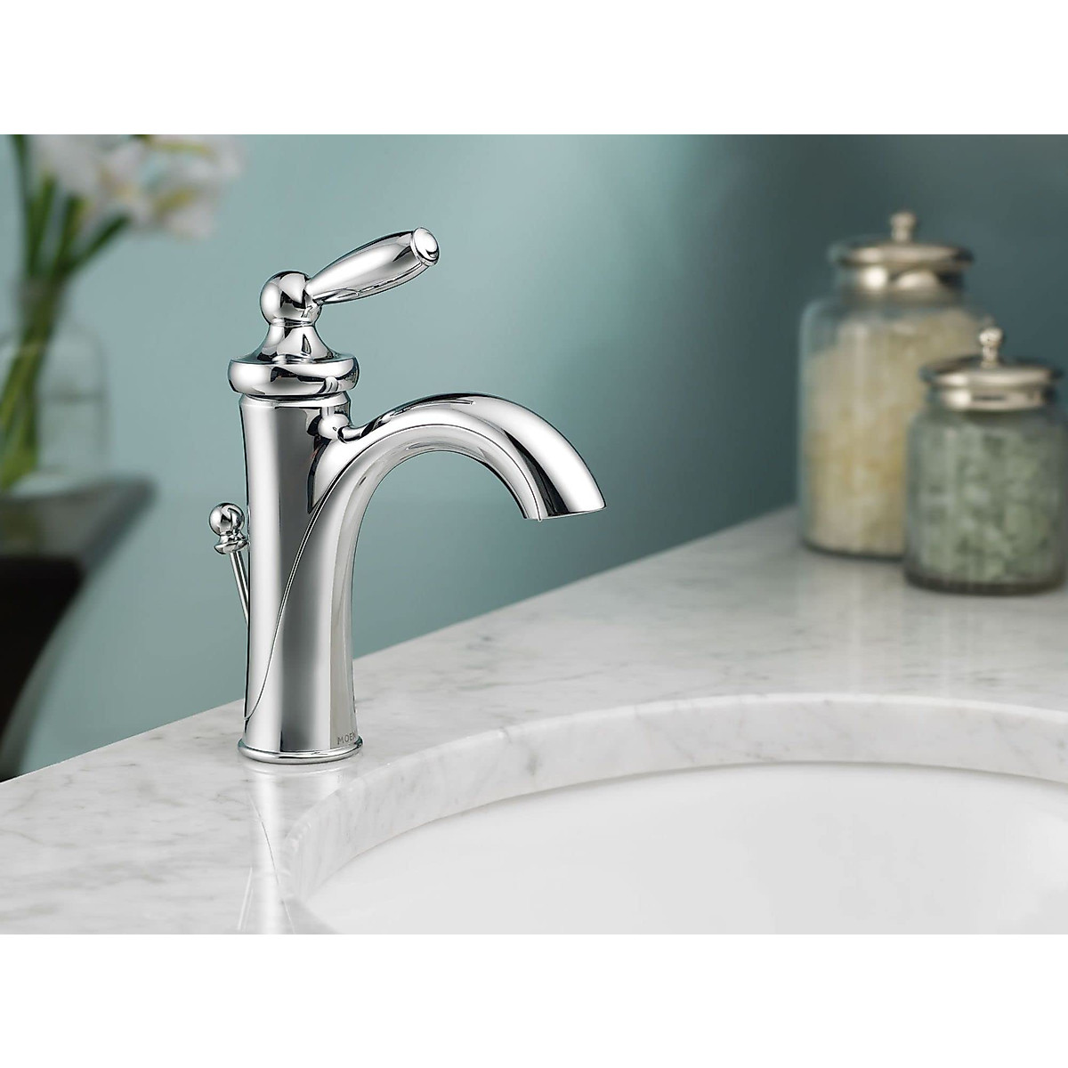Moen Brantford Chrome One-Handle Traditional Bathroom Sink Faucet with Optional Deckplate and Available Vessel Sink Extension Kit, 6600