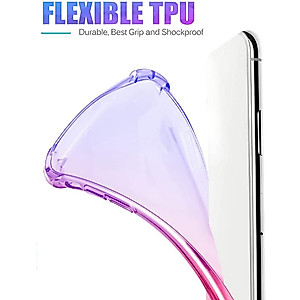 Vokuha for Xperia 1 II Case, XQ-AT51, XQ-AT52 Case with Tempered Glass Screen Protector,Cute Clear Gradient Slim Shockproof TPU Back Phone Protective Cover for Sony Xperia 1 II (Blue/Pink)