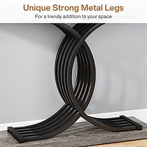 Tribesigns Industrial Entryway Table, 39-Inch Vintage Console Table Accent Table with Geometric Metal Legs, Narrow Wood Sofa Table Foyer Table for Entrance, Living Room (Gray & Black)