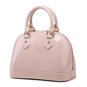 Lady’s Candy Color Jelly Handbag Satchel Tote Shell Bag Crossbody Shoulder Bag Top Handle Bags (Candy Beige) 9.8"x4.7"x7"
