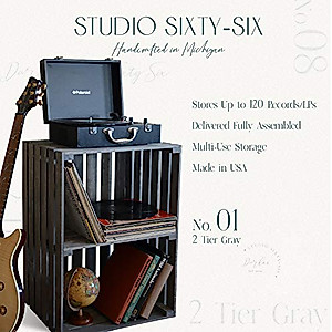 Darla'Studio 66 Antique Gray Stained- Turntable Stand