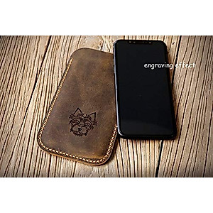 Distressed Brown leather iPhone 11 Pro Max sleeve/iPhone 6 7 8 plus case sleeve/iPhone X XR XS Max sleeve pouch - IP005S