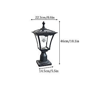 KAIKEA European Solar Outdoor Post Light Fixture Aluminum with Glass Outdoor Post Lamps for House Pillar Light Backyard Outside Deck Garage Yard Garden Driveway LED Home Patio Post Lamps