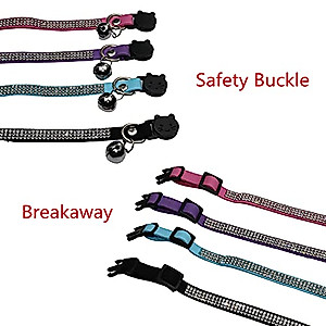WDPAWS Rhinestones Cat Collars Adjustable Bling Pet Collars Cat Collar Breakaway with Bells Soft Velvet Collar Adjustable Safety Cat Collar with Bell for Cats and Small Dogs (Black)