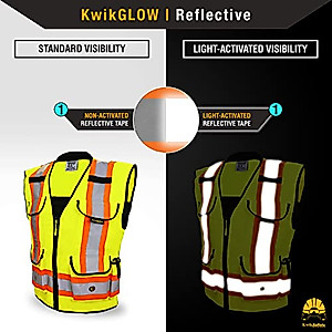 KwikSafety - Charlotte, NC - GODFATHER Safety Vest [CUSHIONED COLLAR] Class 2 ANSI OSHA High Visibility 9 Pockets Reflective Heavy Duty Mesh Vis Construction Industrial Surveyor Men/Yellow Large