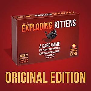 Exploding Kittens Card Game - Original Edition, Fun Family Games for Adults Teens & Kids - Fun Russian Roulette Card Games - 15 Min, Ages 7+, 2-5 Players