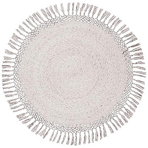 SAFAVIEH Sahara Collection 3' Round Beige SAH490A Handmade Boho Tassel Area Rug