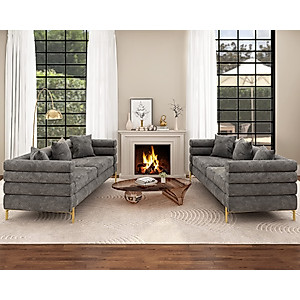 AMERLIFE Sofa, Oversize Sofa-Bouclé Sofa Couch, Deep Seat Sofa York Sofa for Living Room-3 Seater Sofa, Cloud Sofa(Dark Grey)