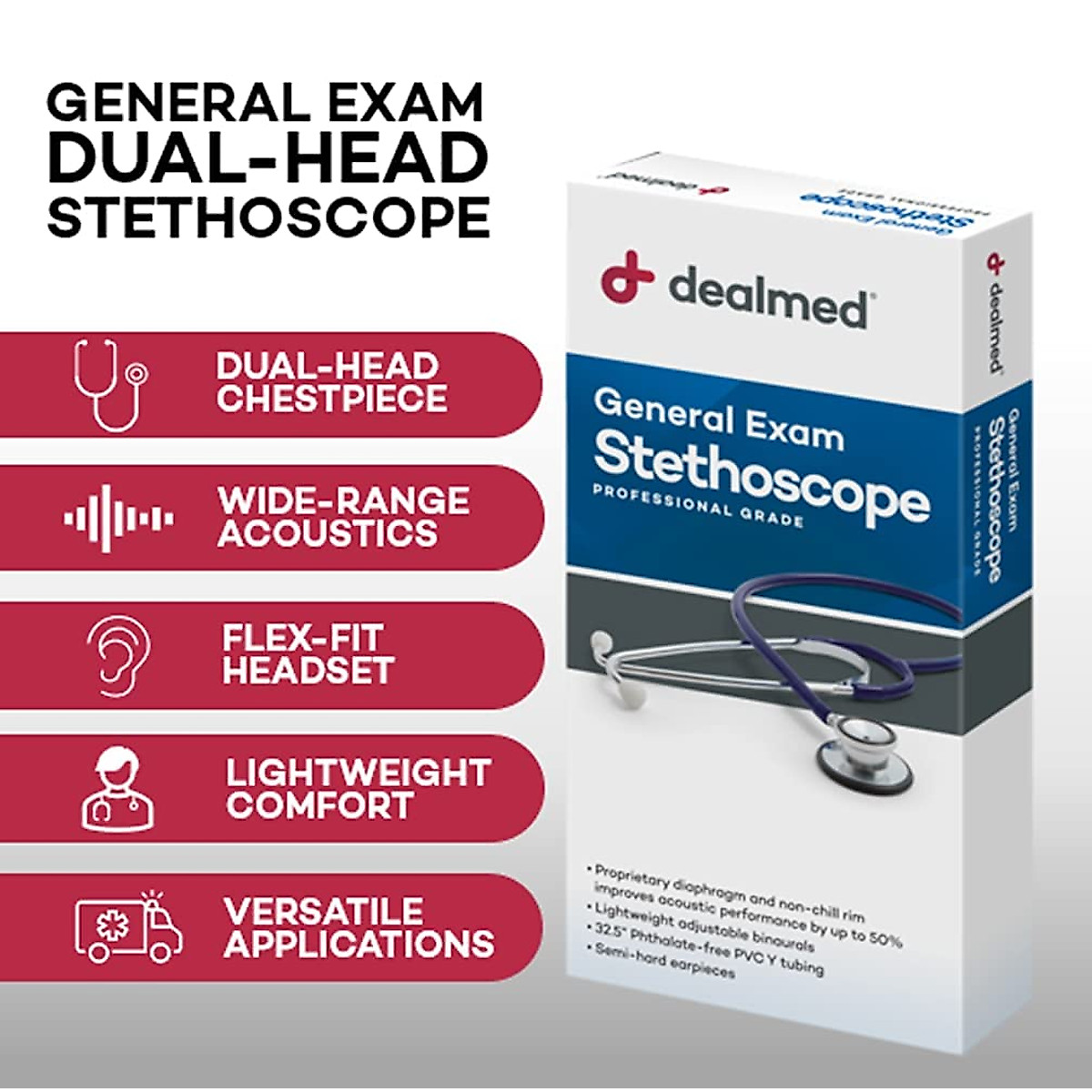 Dealmed Blood Pressure Monitor and Stethoscope Bundle | Includes (1) Arm Blood Pressure Monitor with Adult Cuff (Black) and (1) Dual-Head Stethoscope (Burgundy)