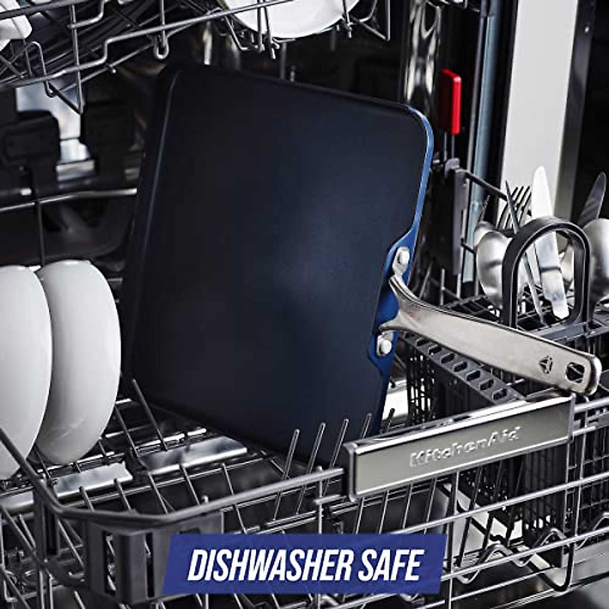 Blue Diamond Cookware Diamond Infused Ceramic Nonstick, 11" Griddle Pan, PFAS-Free, Dishwasher Safe, Oven Safe, Blue