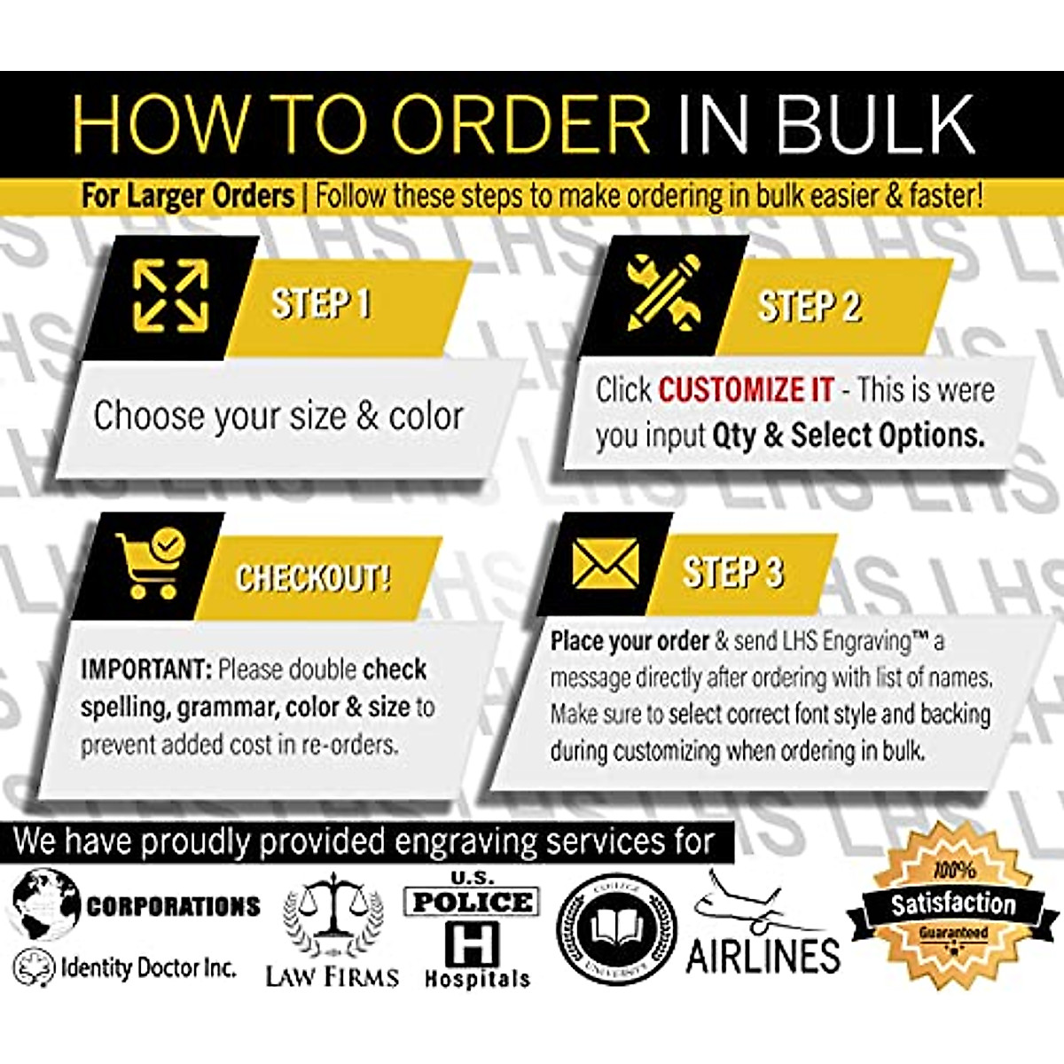 LHS My Business | Engraved Custom Door Plate Black Plastic Office Door Sign with White Letters | 2x8 - B2