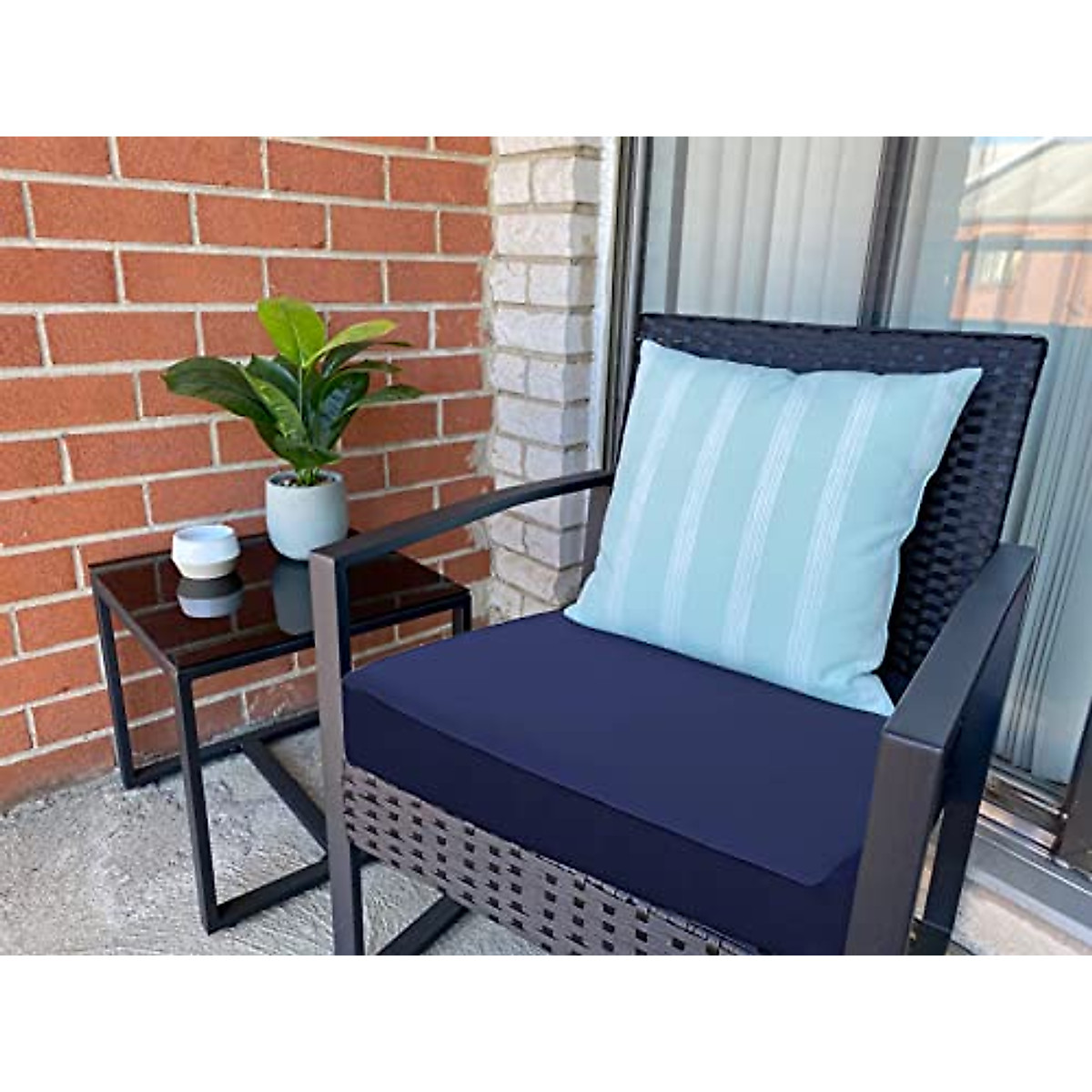 Sqodok Outdoor Chair Cushions 17"x16"x2" Waterproof Patio Cushions for Outdoor Furniture, Round Corner Chair Cushions for Patio Furniture Seat Cushion with Ties Set of 2, Dark Blue