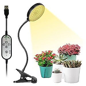 Grow Light 15W Sunlike Full Spectrum LED Plant Grow Lights with Timer Auto On/Off 4/8/12H Waterproof Grow Lamp for Indoor Plants, 5 Dimmable Levels, Adjustable Gooseneck
