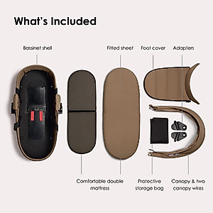 Babyzen YOYO 0+ Bassinet, Toffee - Includes Thick Double Mattress, Ventilated Shell & Canopy - Requires YOYO2 Frame (Sold Separately)