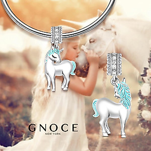 GNOCE 925 Sterling Silver Charms for Women's Charm Bracelets & Necklace Unicorn Charm For Women Mother's Day Gifts - Silver