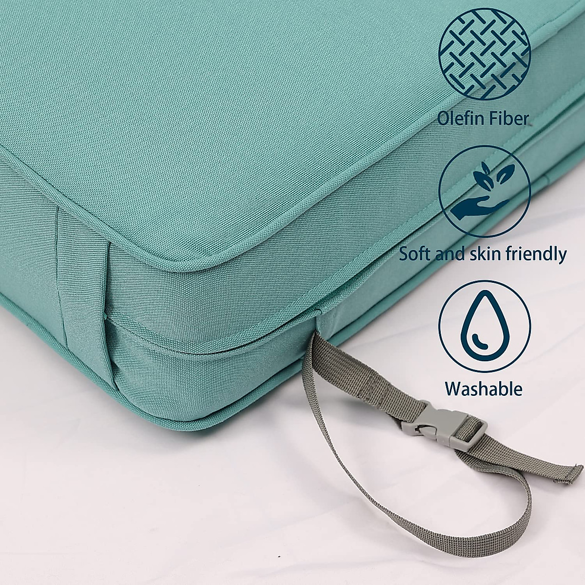 Aoodor 22'' x 24'' Outdoor Deep Seat Chair Cushion Set，Olefin Fabric Slipcover and Sponge Foam- Teal (Set of 2 Seats, 2 Backs, 2 Pillows