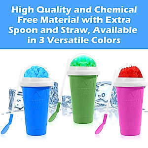 Ragnify Slushy Cup Slushie Maker Ice Cup Silica Cup Pinch Cup Summer Cooler Smoothies Cup Double Layer Squeeze Cup Slush Maker Cup Home DIY Smoothie Cup for Children and Adult (Blue)