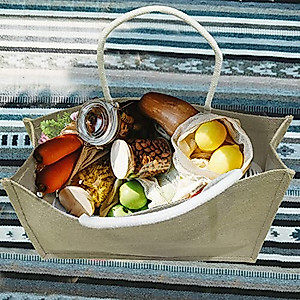 XMRSOY 6 Pack Reusable Burlap Tote Bag,Large Jute Bag Handle Grocery Shopping Bags Water Resistant Bridesmaid Burlap Bag for Travel Beach