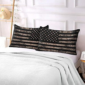ALAZA American USA Flag with Desert Camouflage Plush Pillow Cases Standard Size Pillow Cover Soft & Warm Zippered Bed Pillowcase, 20 x 26 inch