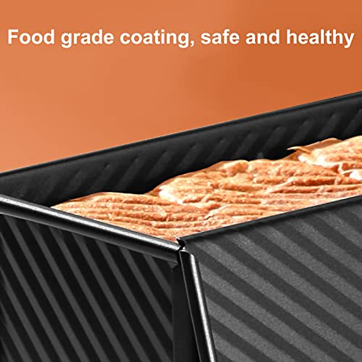 VTOSEN Bread Baking Pan - Non Stick Bread Bakeware Mold with Wavy Grain Vent for Homemade Bread - Perfect Bread Loaf Pan for Bakery Kitchen(Black)