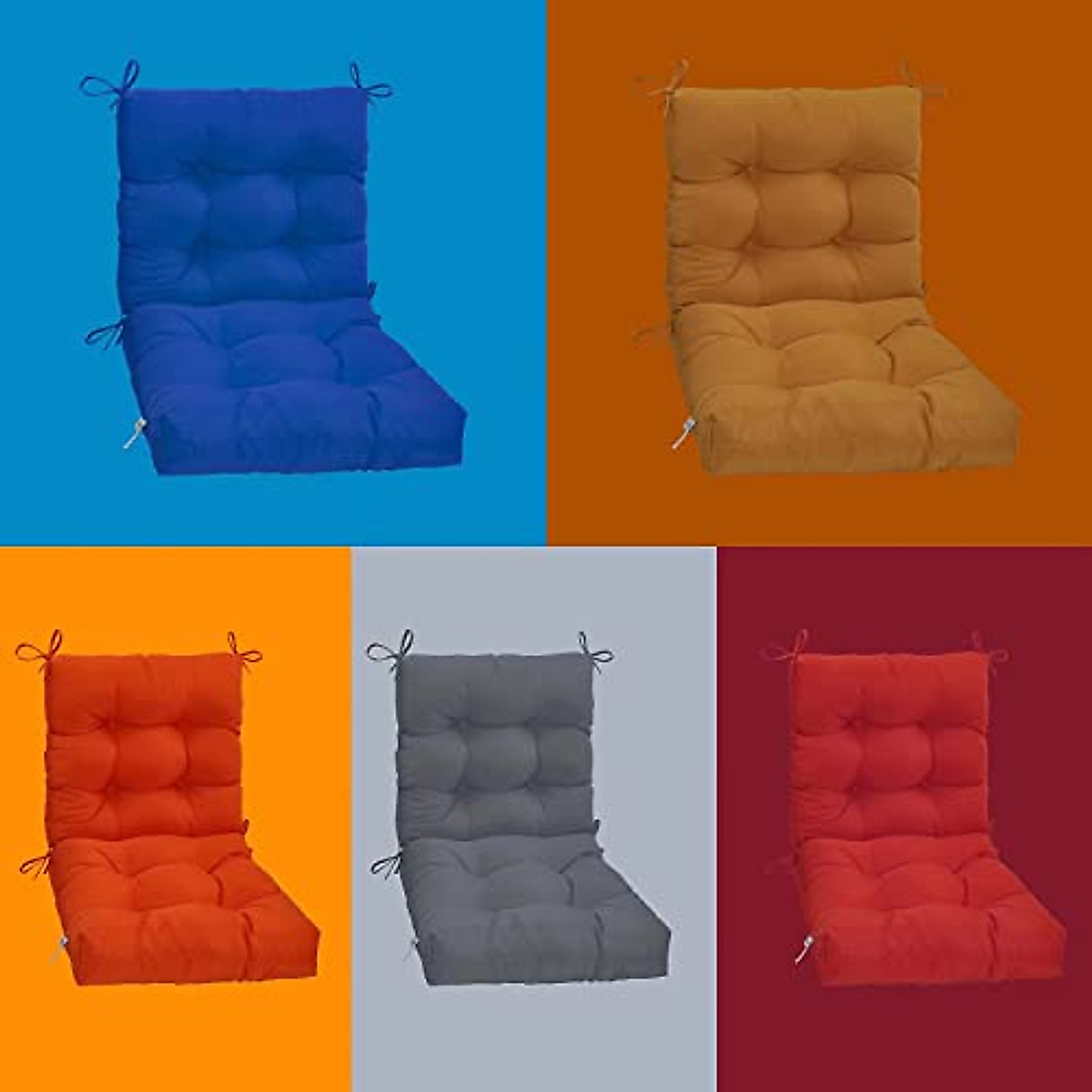 Kunste Indoor Outdoor Patio Garden Seating Cushions High Back Cushions Deep Seat Cushions Set of 4 Navy Blue