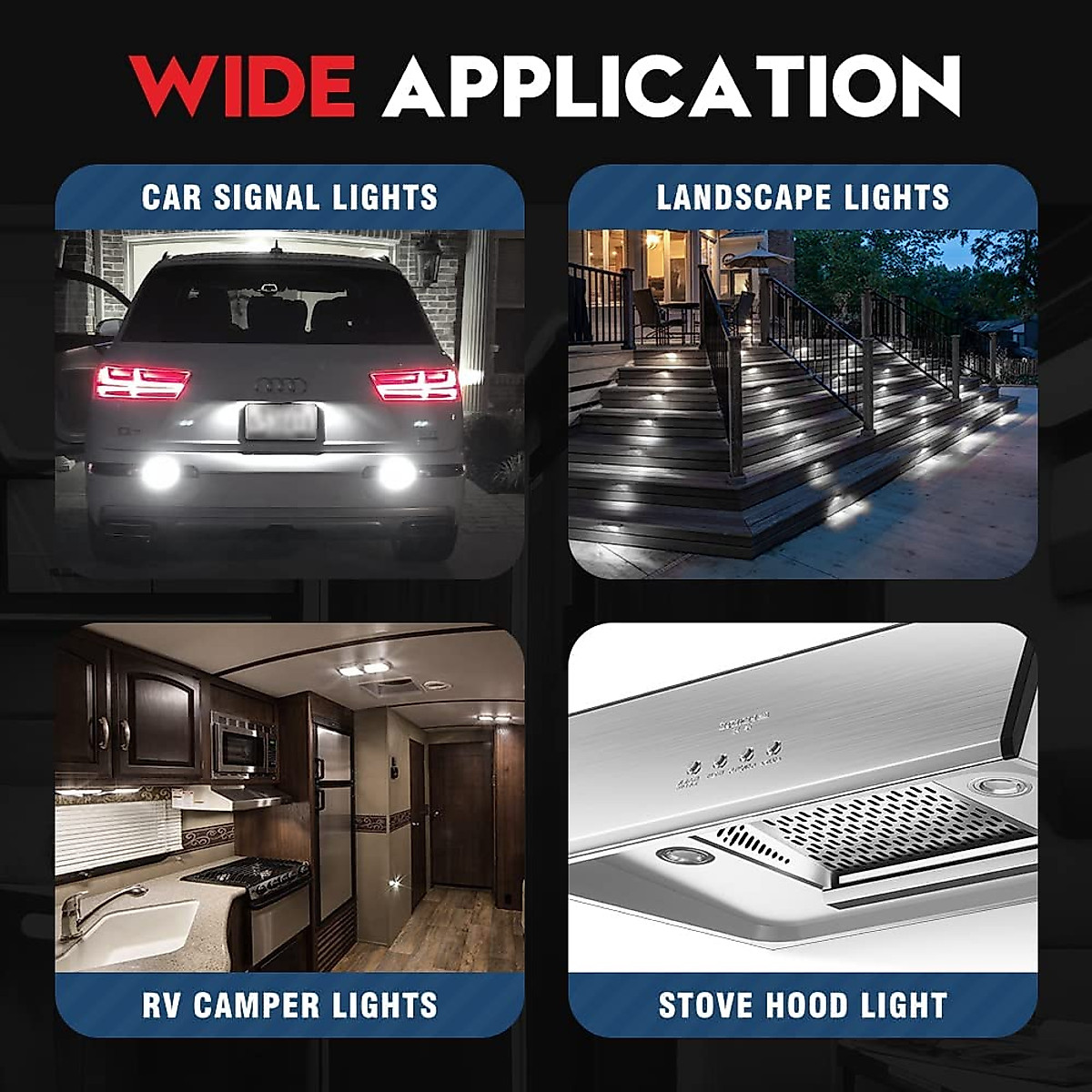 VEHICODE 921 LED Bulb RV Interior White 912 922 906 194 T10 Wedge Base Dome Light 12V Replacement for Camper Trailer Cargo Marine T15 Car Reverse T5 Landscape Outdoor Lamp (20 Pack)