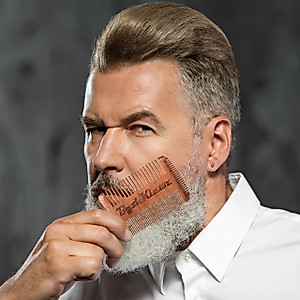 4Klawz Beard Comb - Pocket Comb for Men's Hair Beard Mustache and Sideburns with 4 Sides of Wide & Fine Teeth - Best Bearded Man Grooming Gift Special