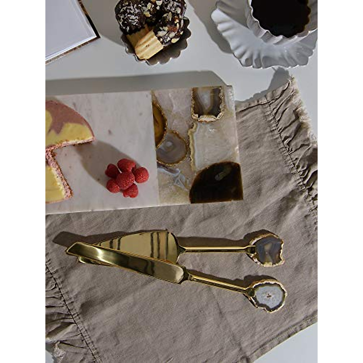 Best Home Fashion Agate Cake Serving Set - AGATE - 2.25” W x 10.0” L