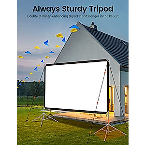 Projector Screen and Stand - Velcolt Portable Video Projection Screen 120 inch, 16:9 4K HD Rear Front Foldable Outdoor Movie Screen with Carry Bag for Indoor Outdoor Home Theater Backyard Camping