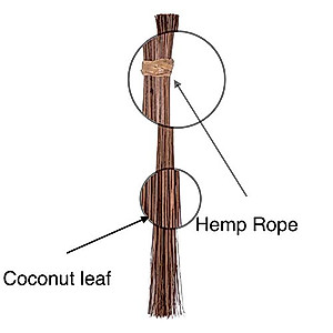 SN SKENNOVA - 1 Piece of 32 inch Multi-Surface Sturdy Outdoor Authentic Coconut Leaf Broom Asian Heavy Duty Broom Thai Natural Coconut Leaf Broom (Country Rustic)