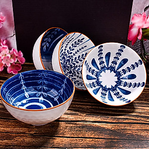 BOSILI Japanese Rice Bowls set of 4,Ceramic Rice Bowls with Gift Box (4 set)
