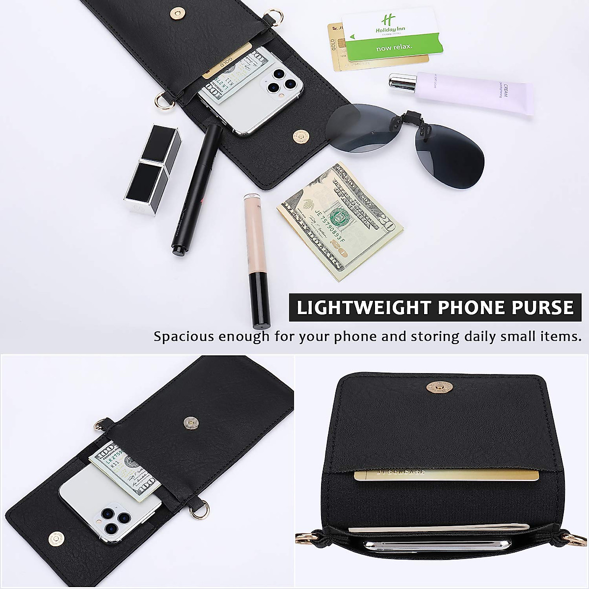 Emoin Lightweight Leather Phone Purse Gift for Women Girls, Small Crossbody Bag Mini Cell Phone Pouch Shoulder Bag with 2 Straps Valentines Day Bag Gifts for Her