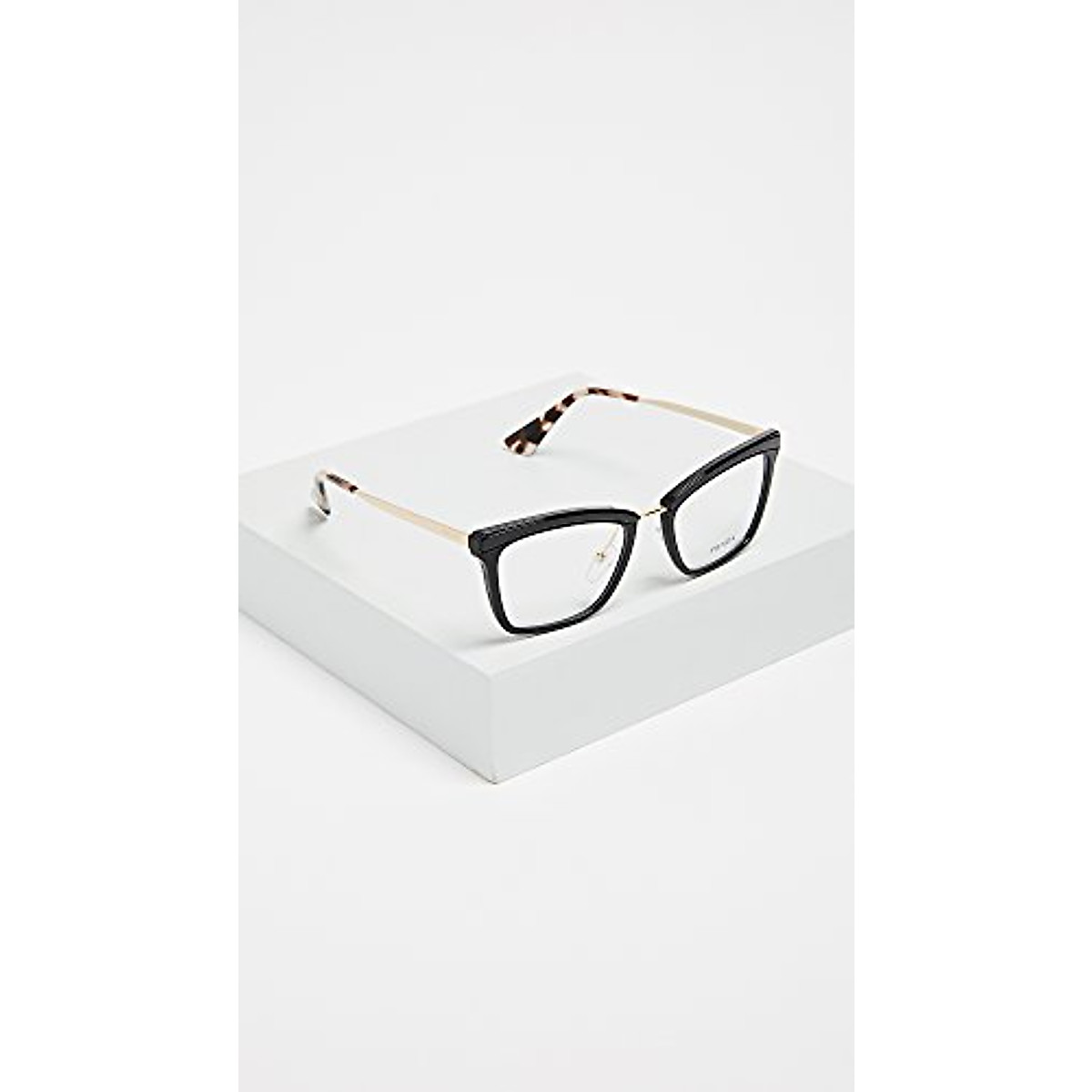 Prada Women's Square Glasses, Black/Clear, One Size
