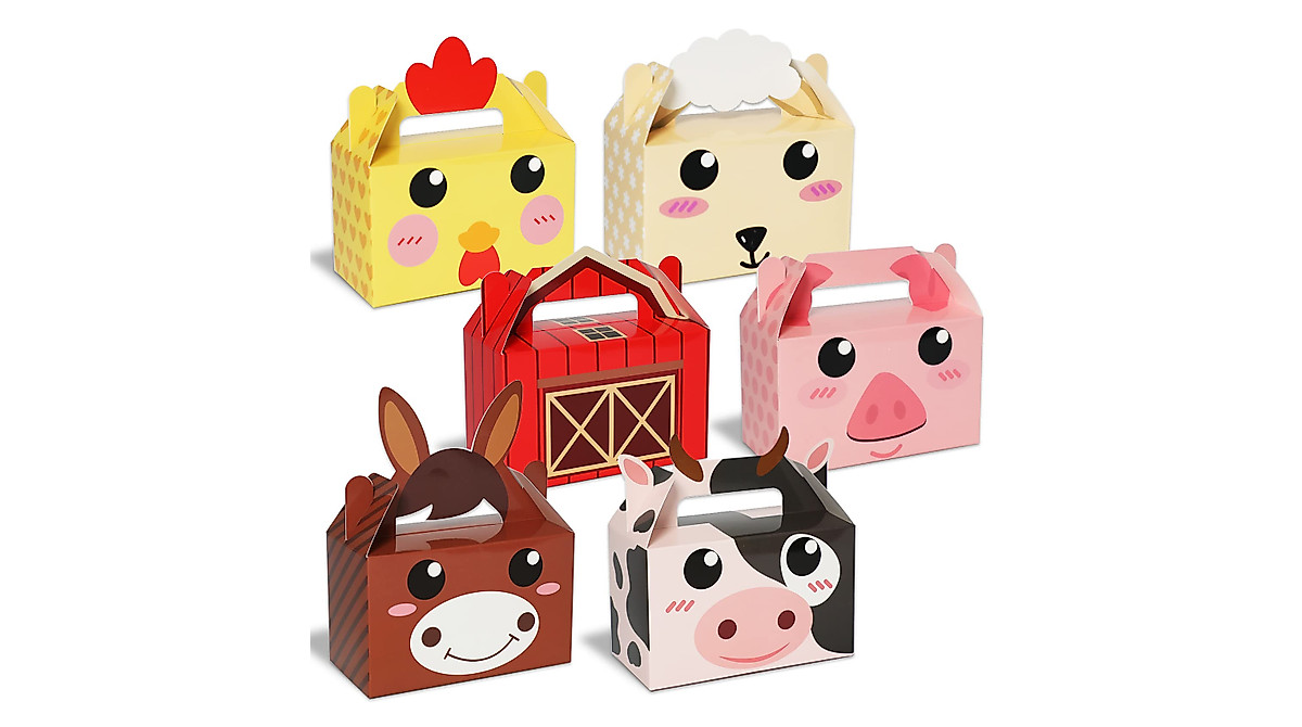 Farm Animal Party Favor Boxes - 24 Pack for Kids