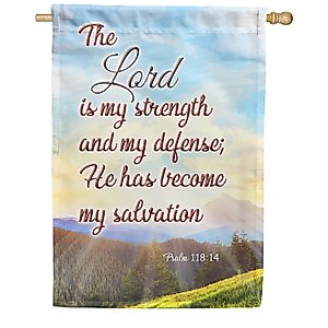 America Forever Bible Verse House Flag - 28 x 40 inch -Exodus 15:2 The Lord is My Salvation - Christian Quotes Religious Outdoor Yard Decorative Inspirational Faith Flag