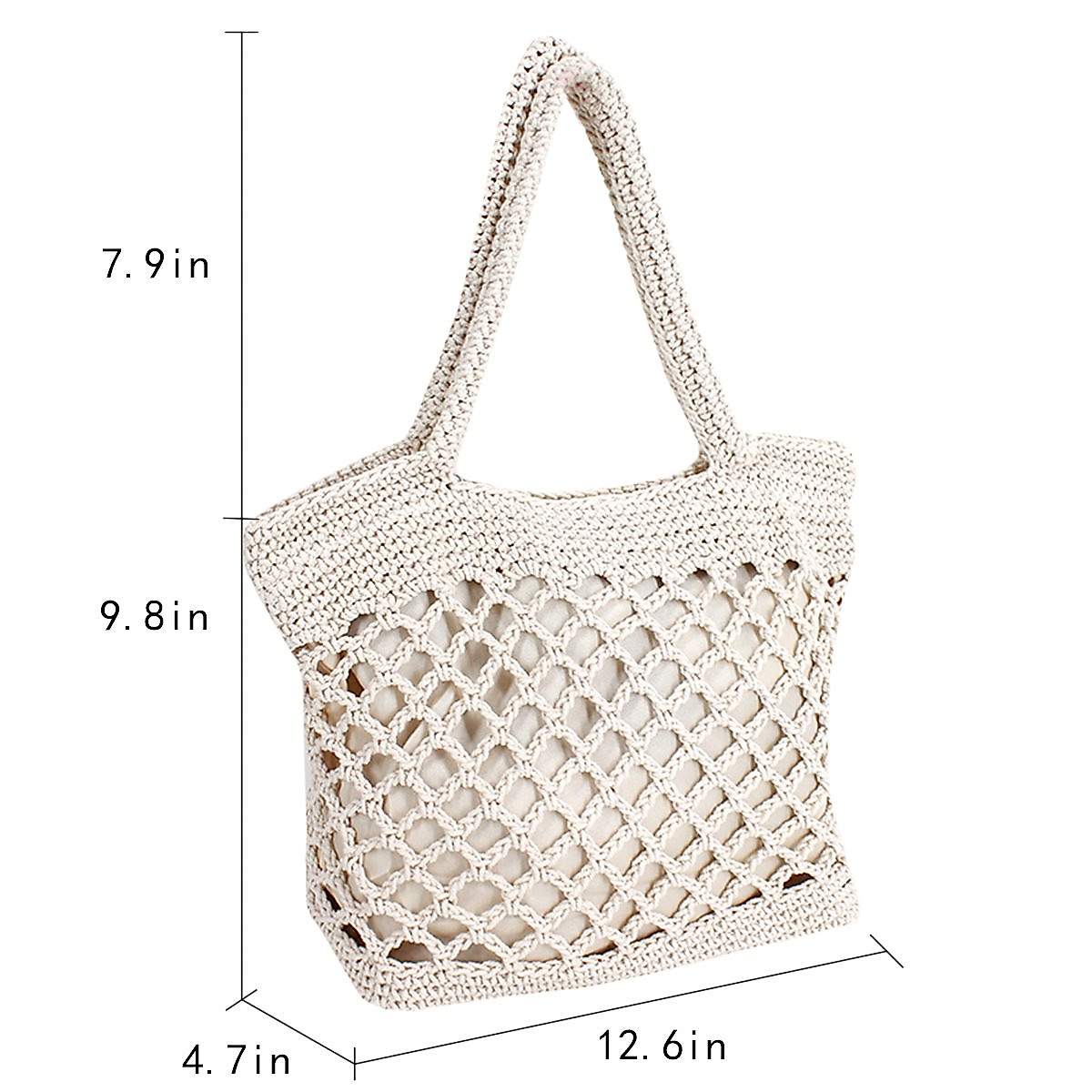 ZLM BAG US Cotton Crochet Beach Tote Bohemian Handmade Top Handle Bag Small Summer Boho Bag