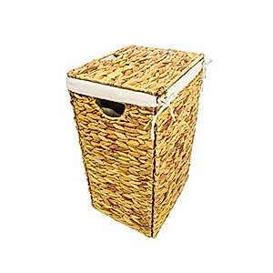 Trademark Innovations Wicker Laundry Hamper Basket with Lid and Liner