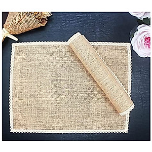 meditroia Burlap Placemats Jute Rustic Tablemats Table Decor Ladder Lace Look & One of Life's Little Home Luxuries for Christmas, Thanksgiving Day, Parties, Weddings, New Year, BBQ's, Holidays