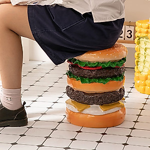 Small Stool for Living Room Bedroom Cute Stylish Stool Hand Painted Ergonomic Multifunctional Shoe Changing Stool (Burger Stool)