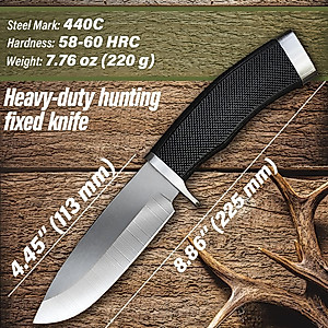 Grand Way Tanto Camping Knife with Sheath – 3+ Colors – 5.9" Fixed Full Tang Mirror Polished Blade – Hunting Knife with Sheath Survival Knives for Men