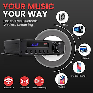Pyle 100W 5 Channel Audio Amplifier - Wireless Bluetooth Home Theater Power Stereo Receiver with Surround Sound w/HDMI, AUX, FM Antenna, Subwoofer Speaker Input, 12V Adapter - PFA540BT.6
