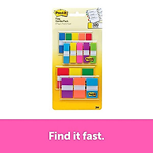 Post-it Flags Combo Pack, 4 On-The-Go Dispensers/Pack, 120 .94 in Wide and 200 .47 in Wide Flags, Assorted Colors (683-XL1)