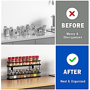 MEIQIHOME 4 Tier Spice Rack Organizer, Spice Shelf Storage Holder for Kitchen Cabinet Pantry Door Wall Mount, Countertop, Black