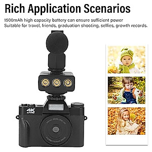 Digital Camera, 4 K 4K Vlogging Camera Autofocus High Definition for Photography