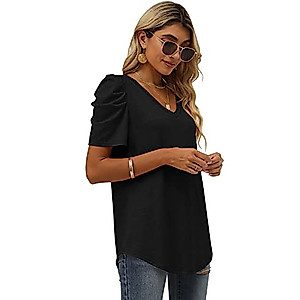 Womens Summer Tops Black Shirts for Women Oversized T Shirts Casual Loose Fit XXL