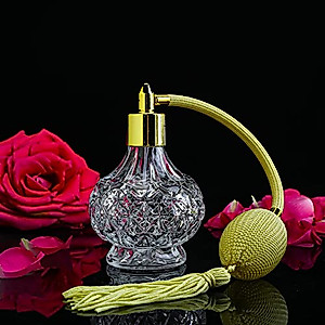 H&D Charming Clear Checked Carved Glass Empty Refillable Perfume Bottle with Spray Atomizer