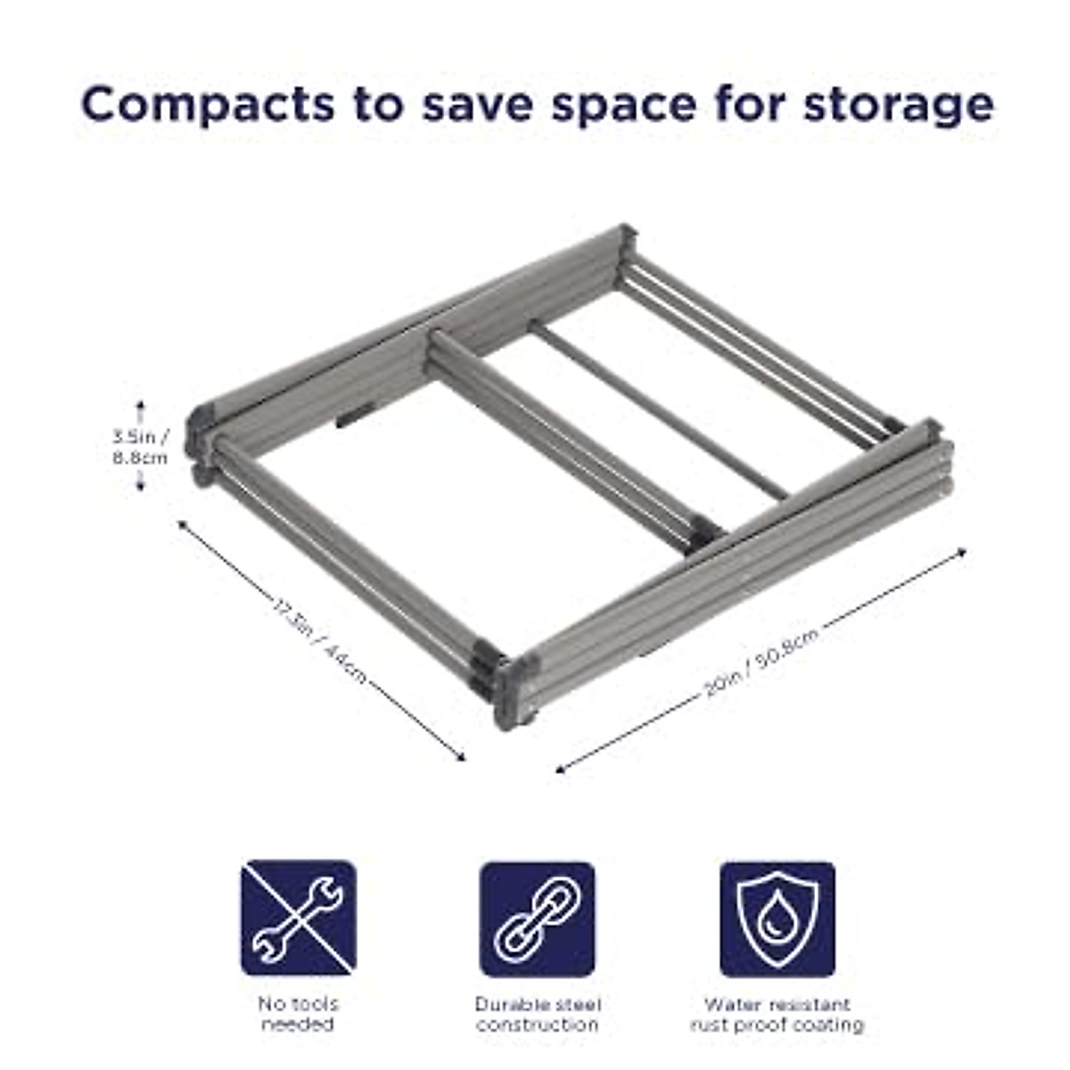 BLACK + DECKER 3 Tier Expandable Collapsing Foldable Laundry Rack for Air Drying Clothing, Space Saving Heavy Duty Lightweight Metal Drying Rack(Silver)