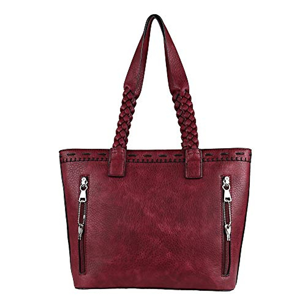 Lady Conceal Concealed Carry Purse - Locking Sophia Stitched Tote (Burgundy)